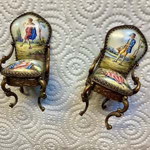 Viennese Enamel Miniature Chairs - Etsy