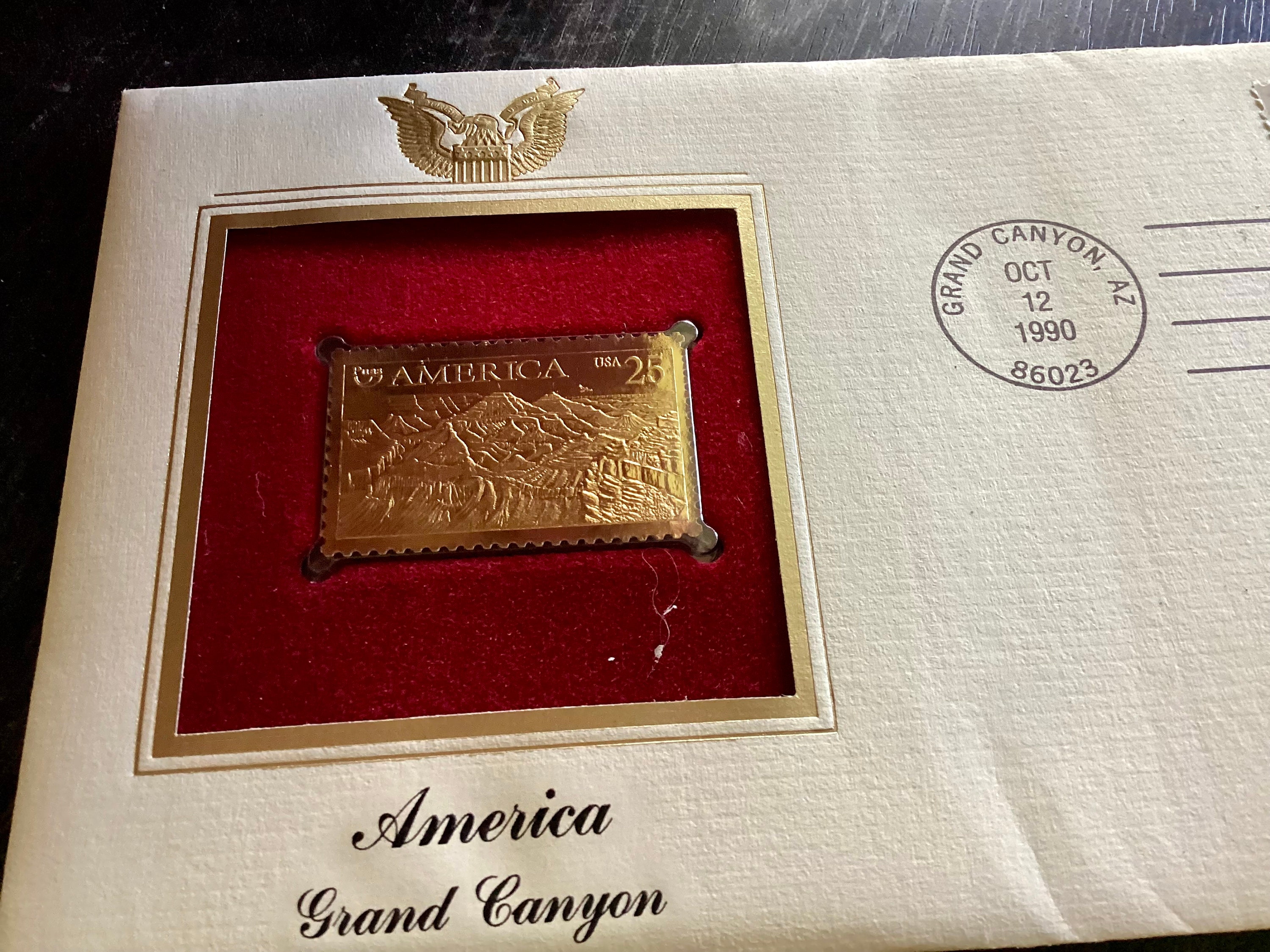 Commemoratiive Gold Stamp Replica , Frist Day Issue Stamp Grand Canyon ...