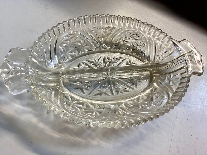 Cut Glass Decided Serving Dish - Etsy