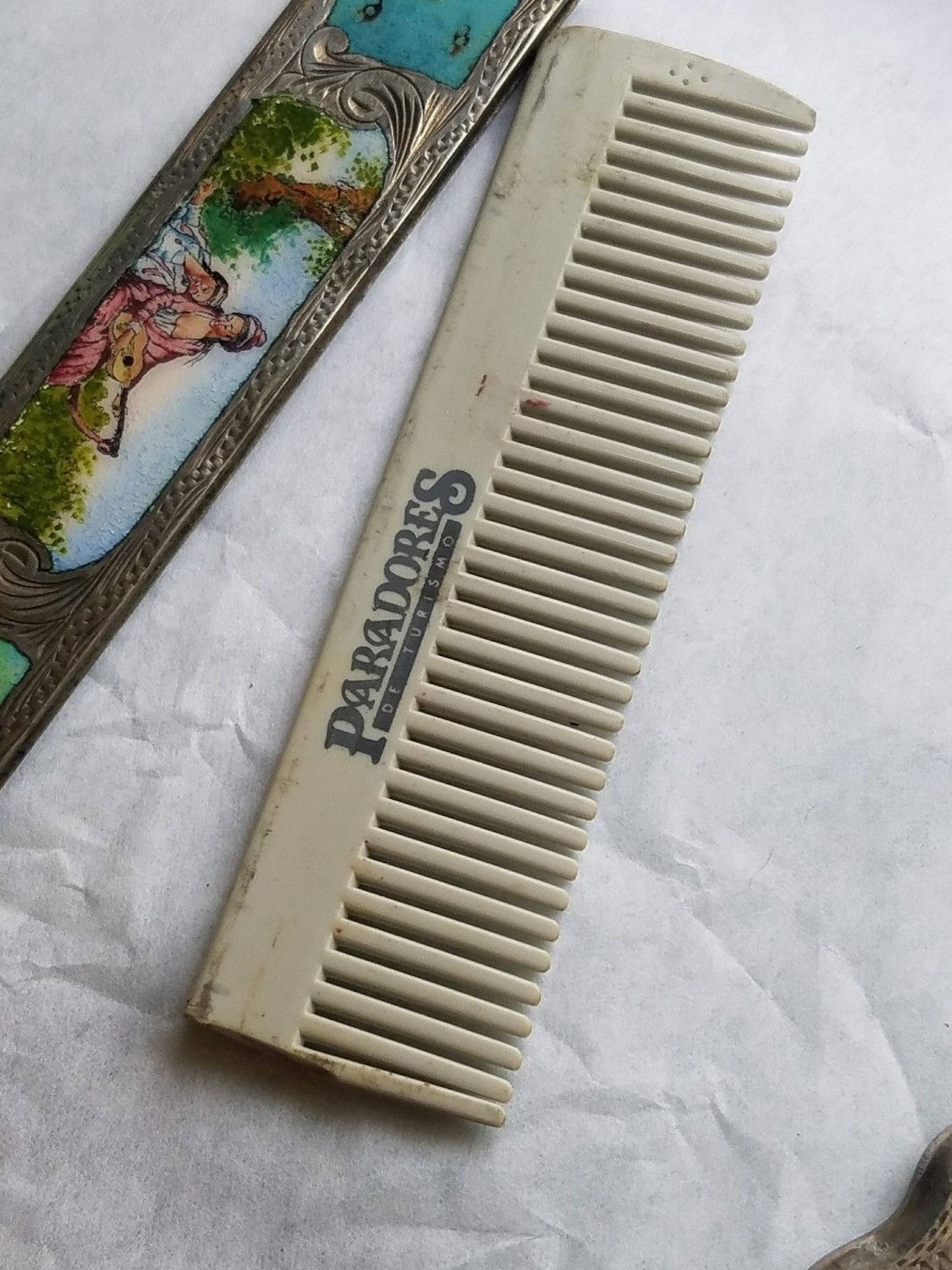 800 Italian Silver Enamel Comb - Etsy