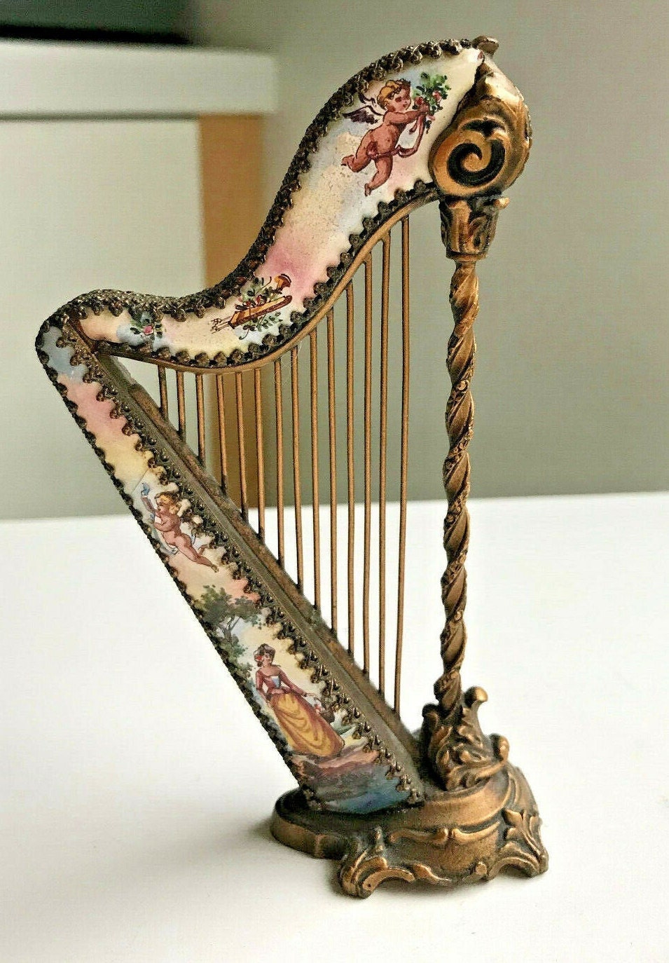 Viennese Enamel Miniature Harp - Etsy