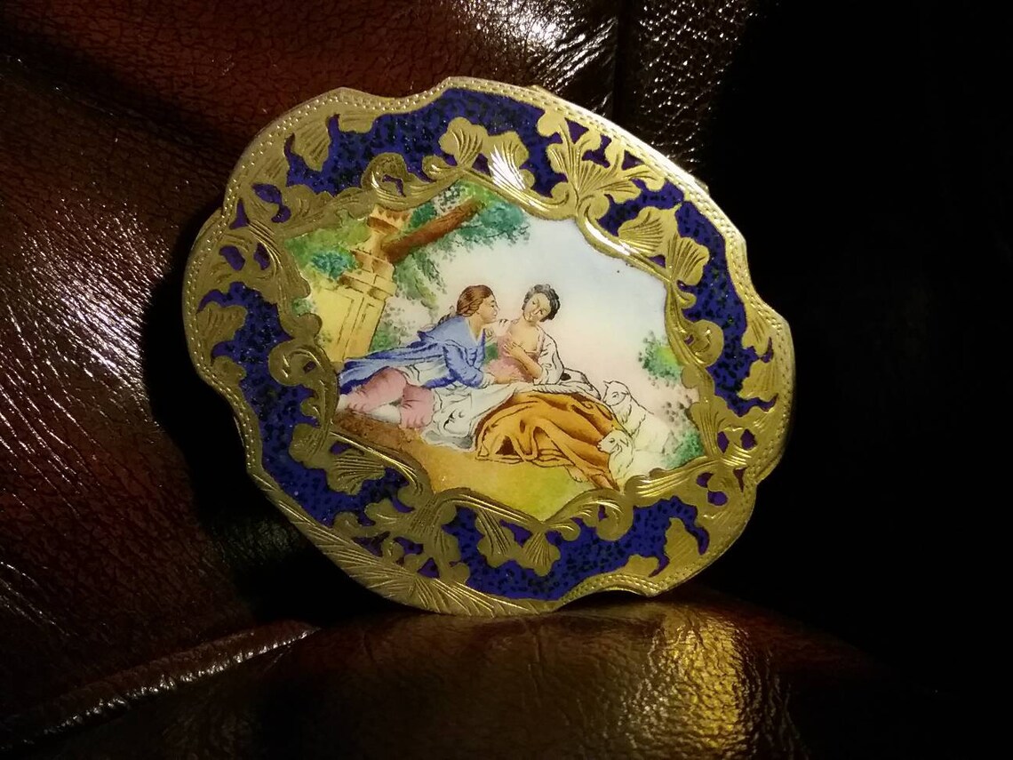 Italian Enamel Compact Box - Etsy