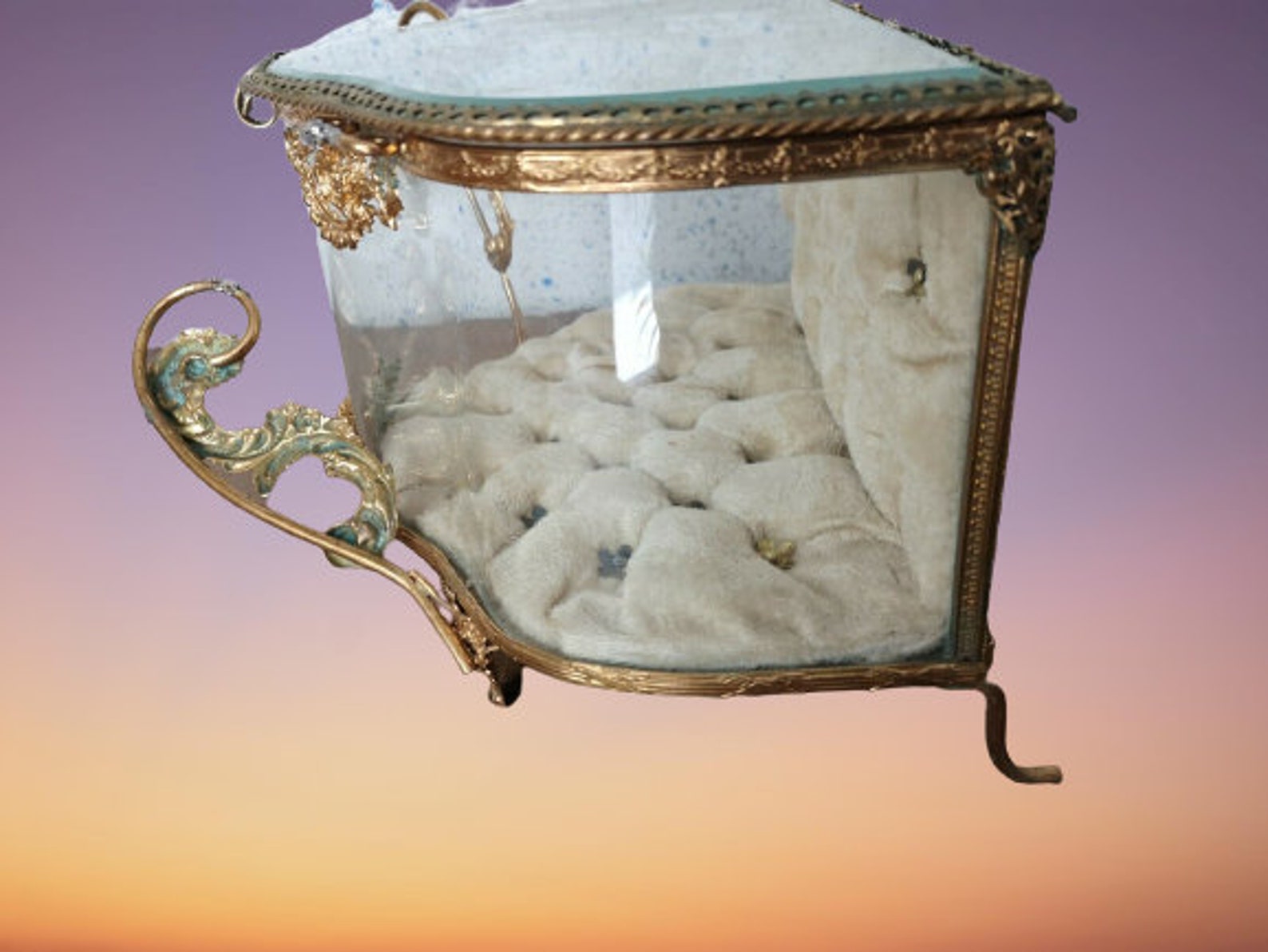 French Glass Vitrine Casket Box - Etsy