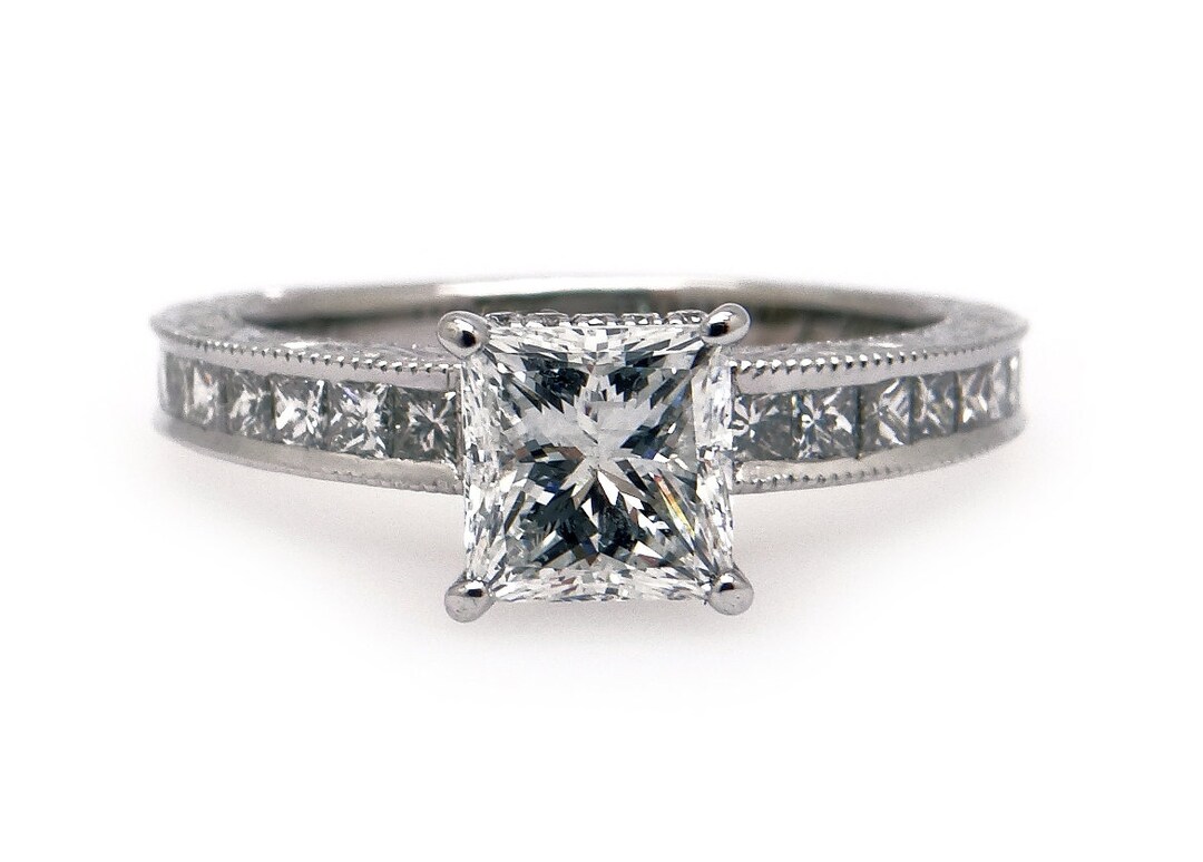 Neil Lane 14k White Gold 1.49ct Princess Cut Diamond Engagement Ring Sz ...