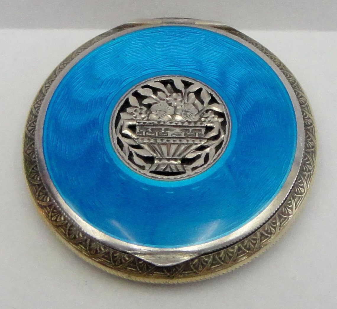 Austrian Blue Guilloche Enamel COMPACT - Etsy