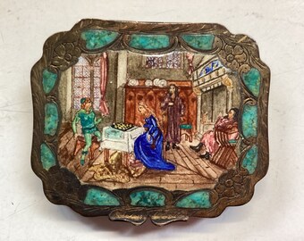 Italian 800 Scenic Enamel Vermeil Silver Compact - Etsy
