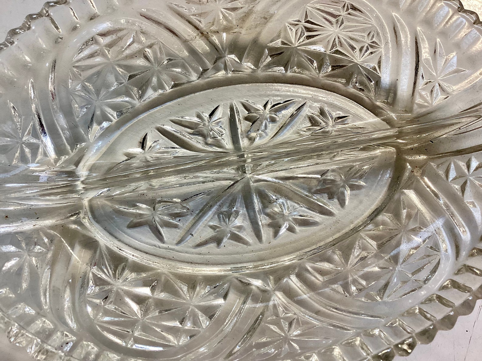 Cut Glass Decided Serving Dish - Etsy