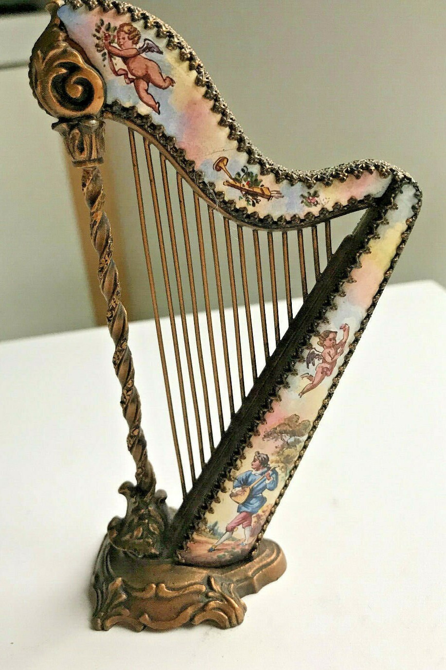 Viennese Enamel Miniature Harp - Etsy
