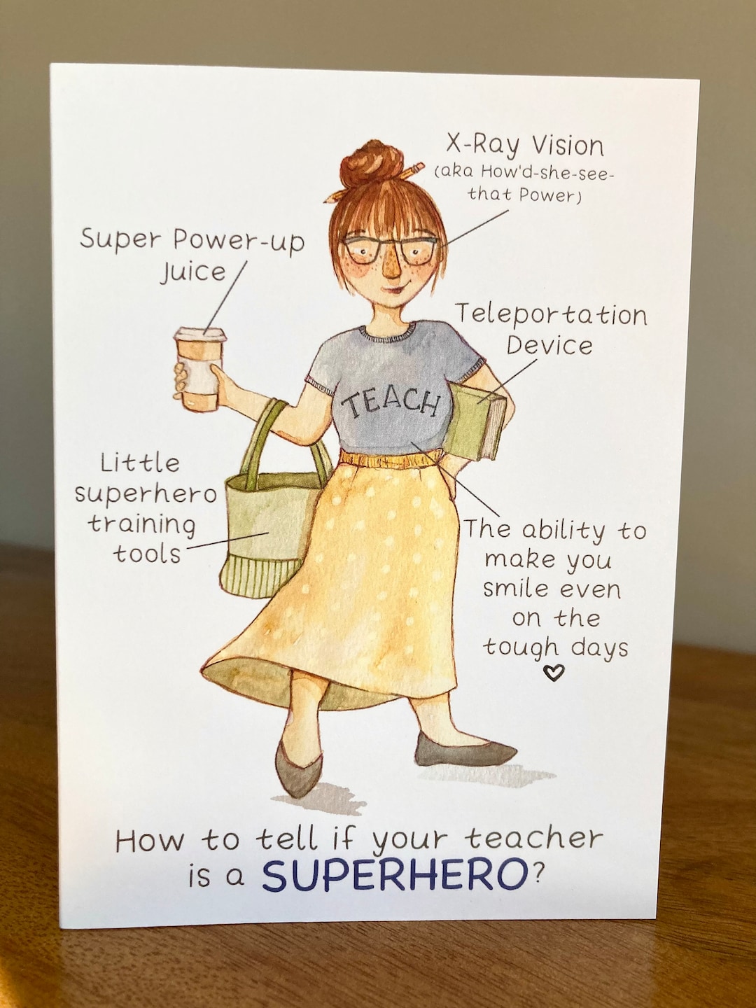 Teacher Appreciation Card- Superhero Teacher, Cute Teacher Card, - Etsy