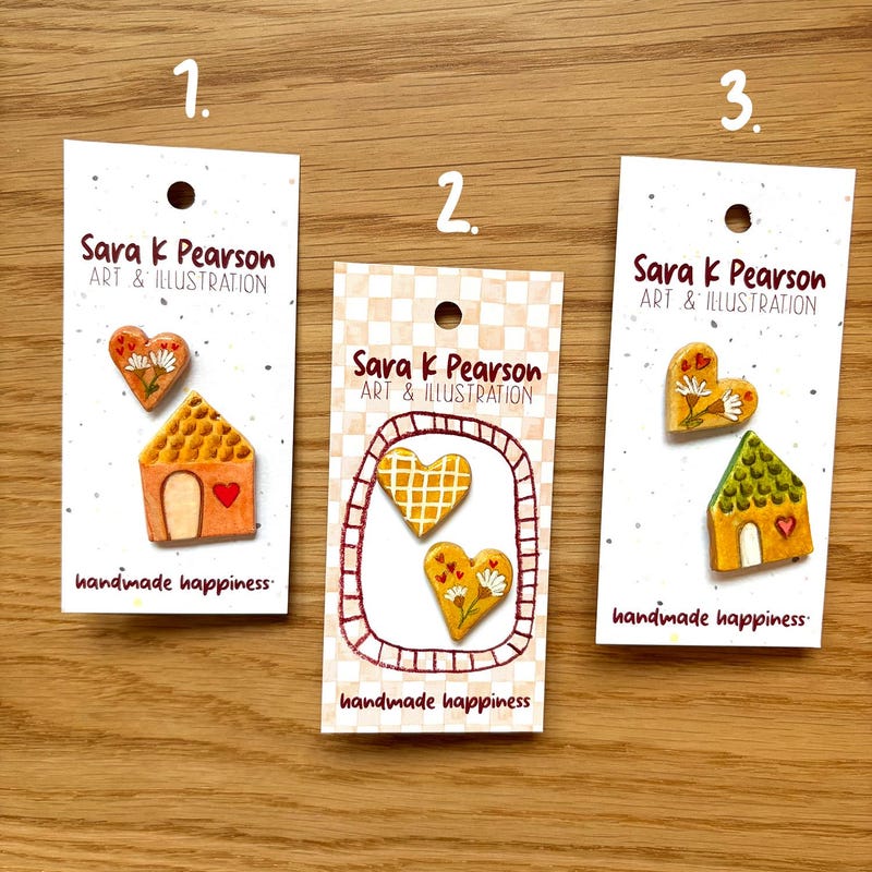 Hand Painted Clay Pins - Etsy