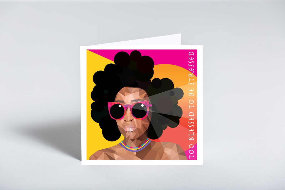 Black Woman Afro Greeting Card - Embellished Blank Card for Her - Etsy