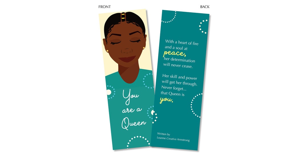 You Are a Queen Bookmark Featuring Black Woman Portrait and Poem by ...