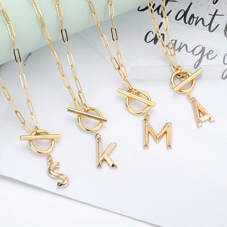 Initial Toggle Clasp Necklace for Mother Capital Letter - Etsy