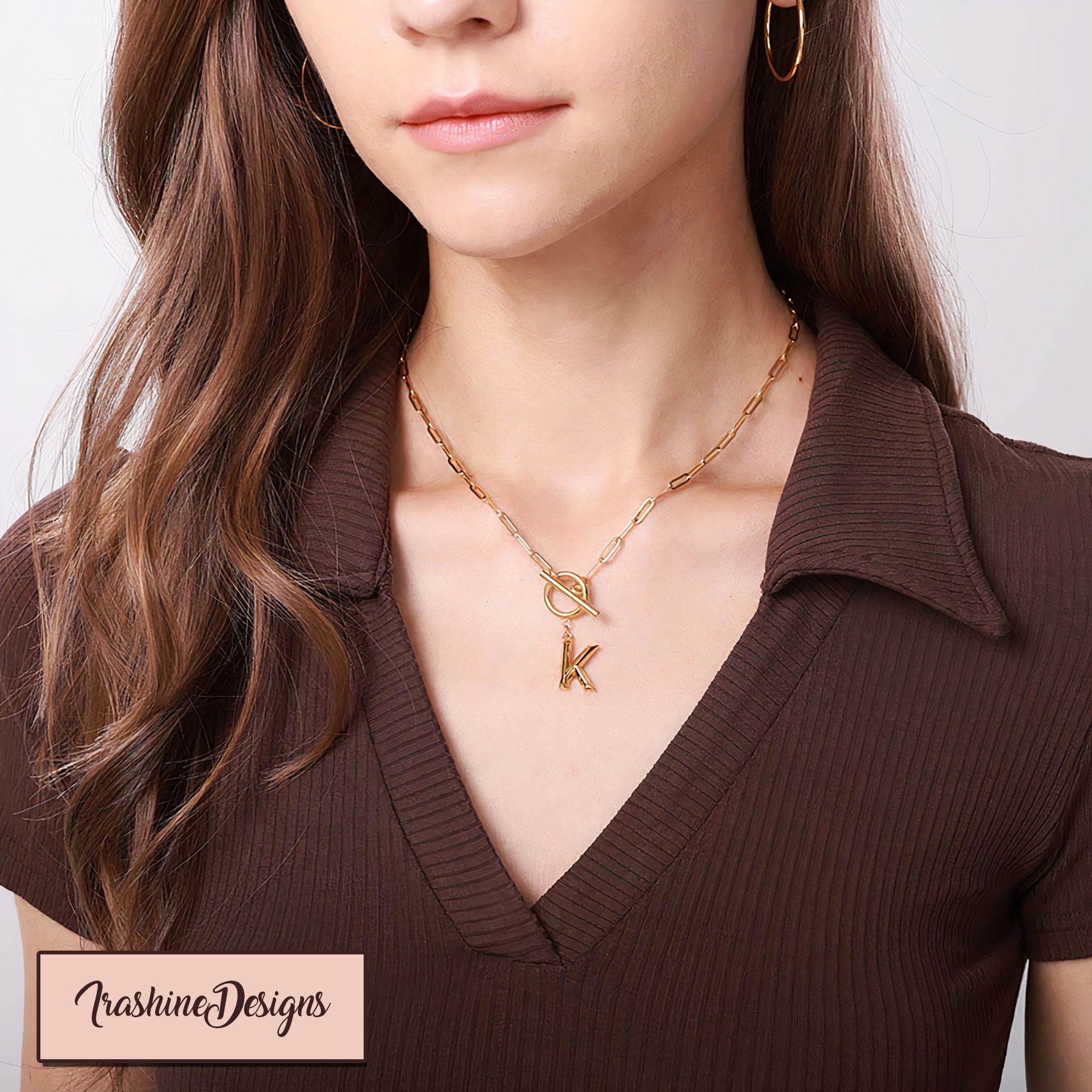 Initial Toggle Clasp Necklace for Mother Capital Letter - Etsy