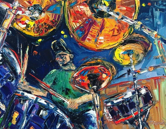 The Drummer Original Troods Oil Painting - Etsy