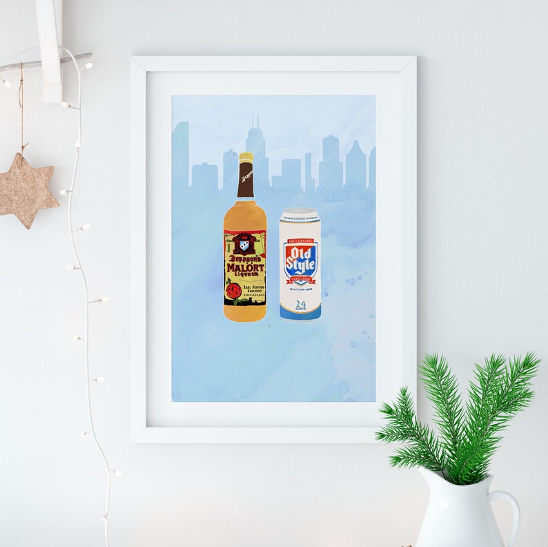 Malort and Old Style Chicago Handshake Drink Poster | Etsy