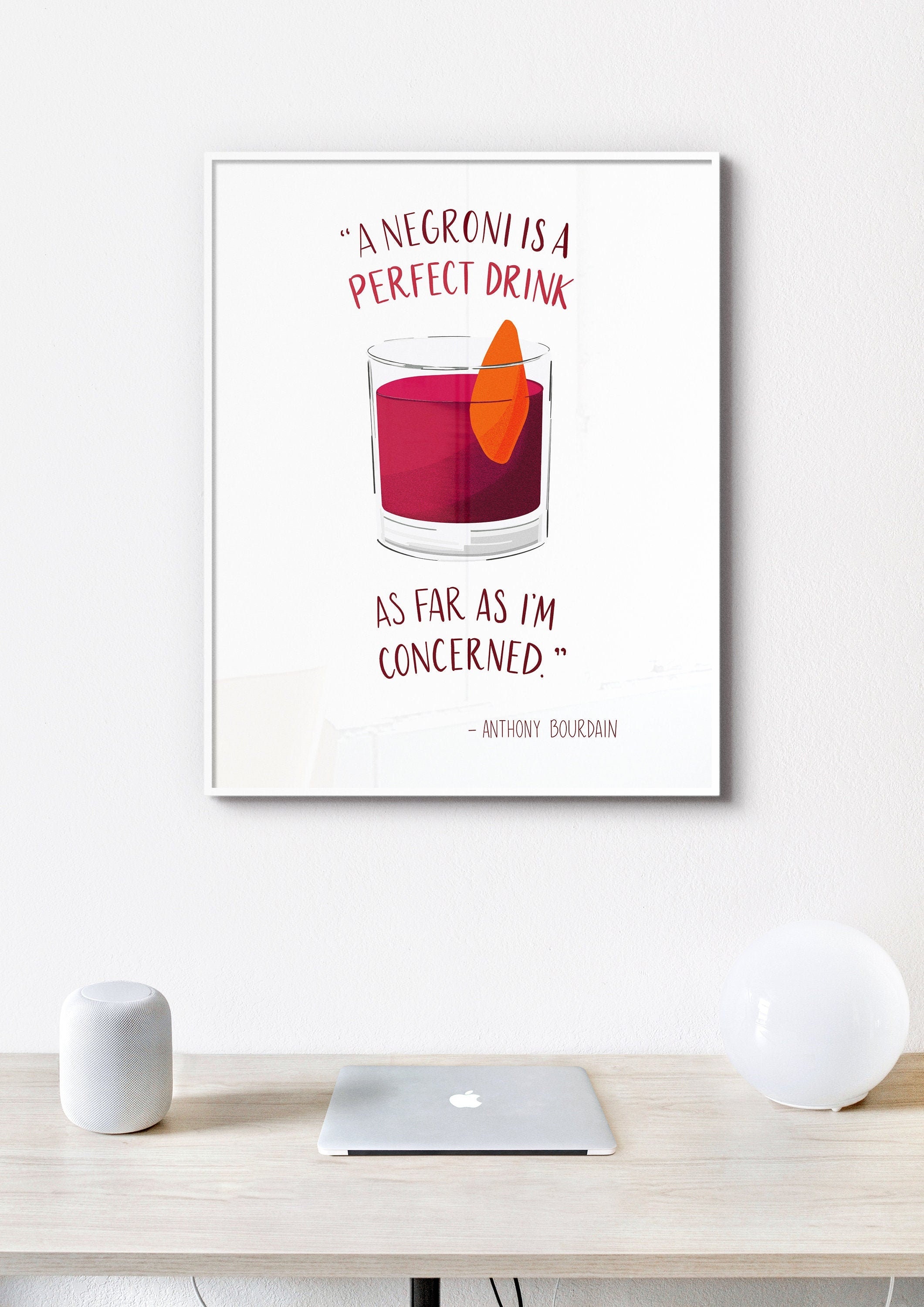 Negroni Drawing With Anthony Bourdain Quote Home Bar Poster - Etsy