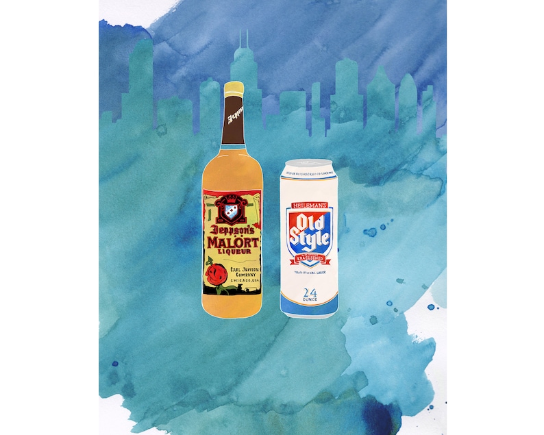 Malort and Old Style Chicago Handshake Drink Poster | Etsy