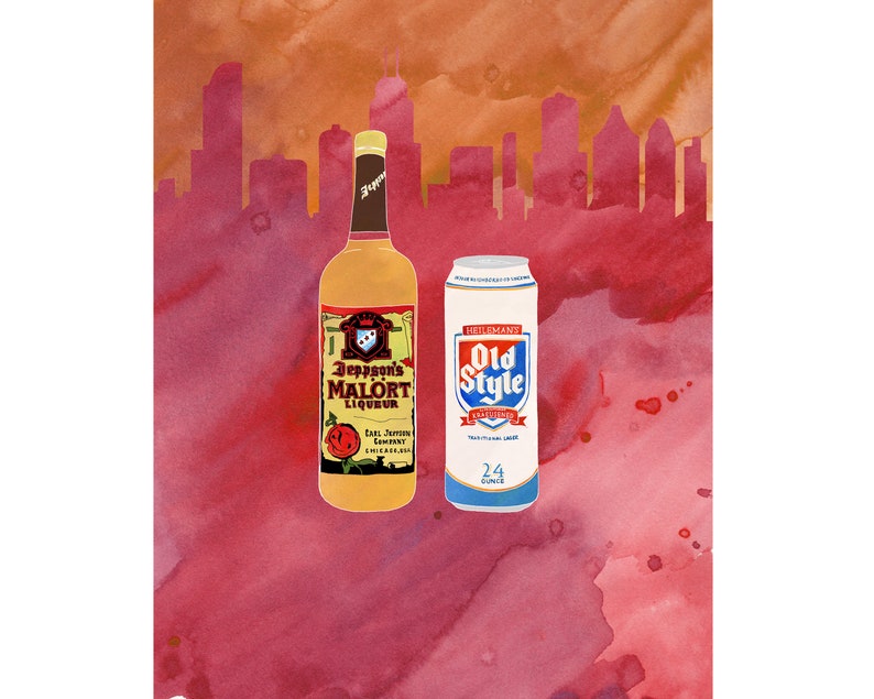 Malort and Old Style Chicago Handshake Drink Poster | Etsy