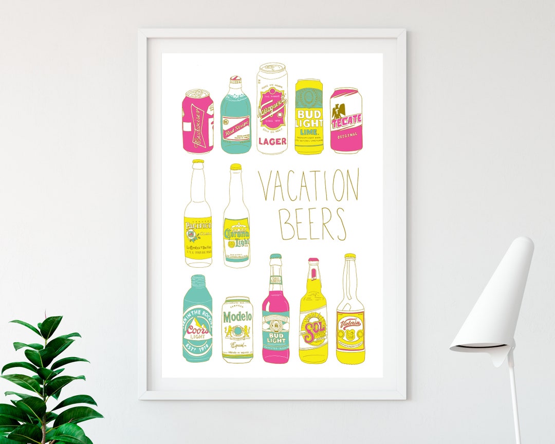 Summer Beer Poster for Beer Lovers - Beach Beer Home Decor in Neon and ...