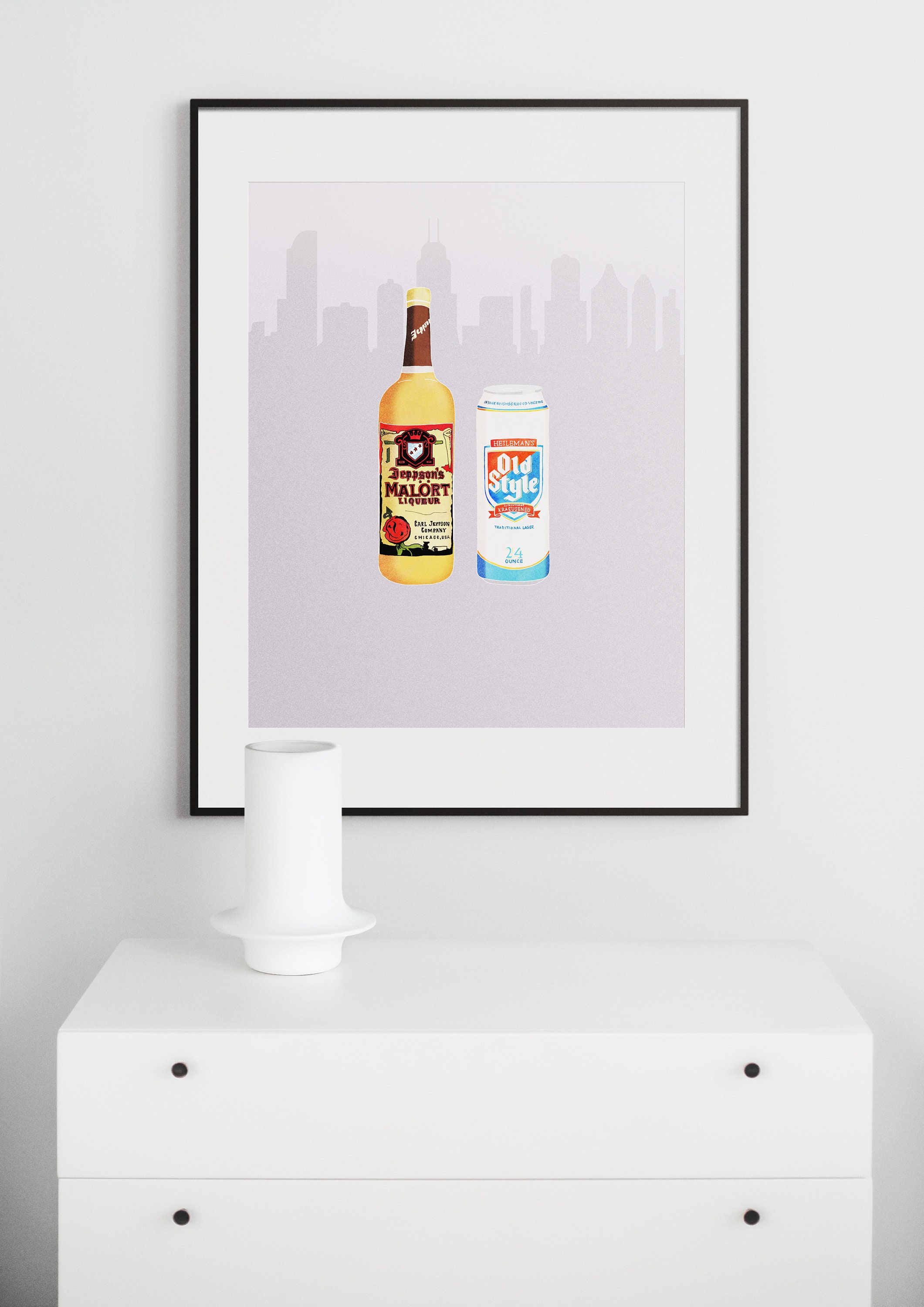 Malort and Old Style Chicago Handshake Print Chicago Beer - Etsy