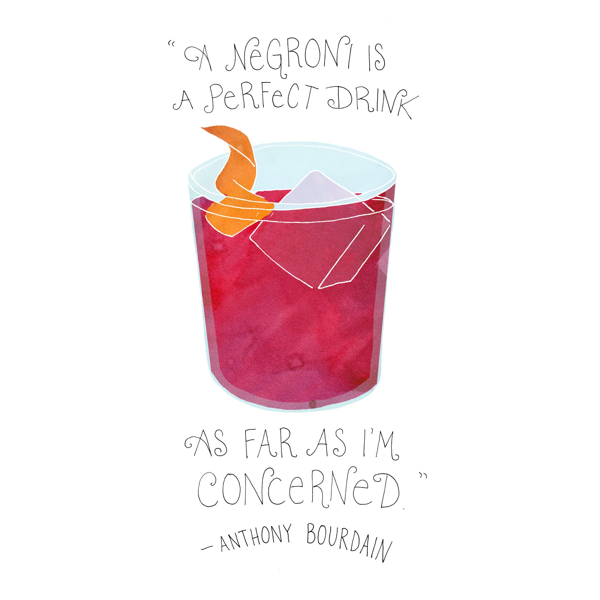 Negroni Bourdain Quote Poster | Etsy