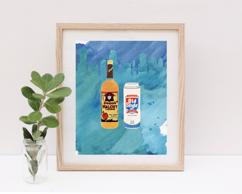 Malort and Old Style Chicago Handshake Drink Poster | Etsy