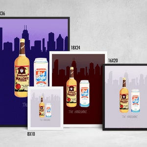 Malort and Old Style Chicago Handshake Print - Chicago Beer and Malort ...