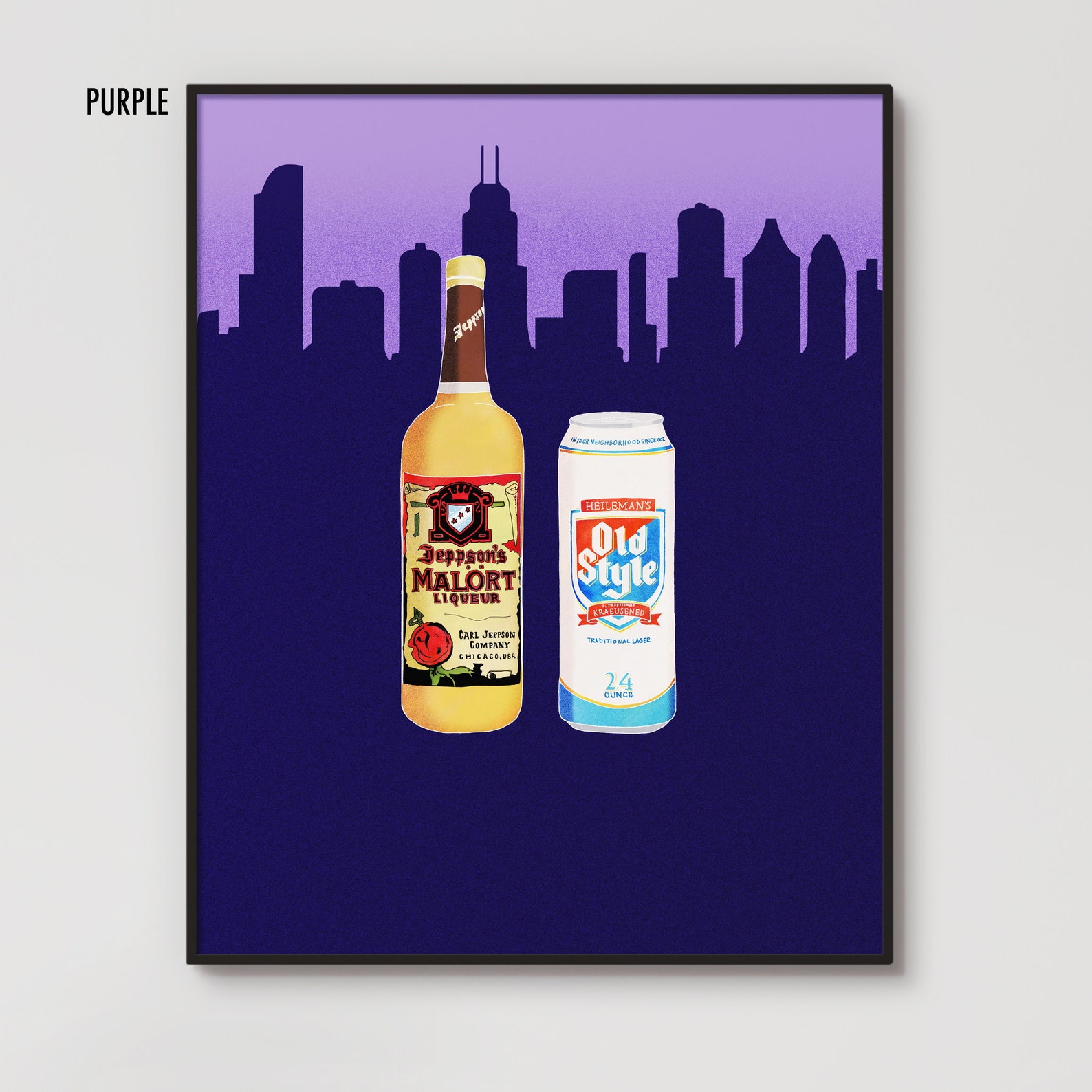 Chicago Handshake Malort and Old Style Chicago Beer Poster | Etsy