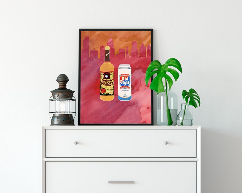 Chicago Handshake Malort and Old Style Poster | Etsy