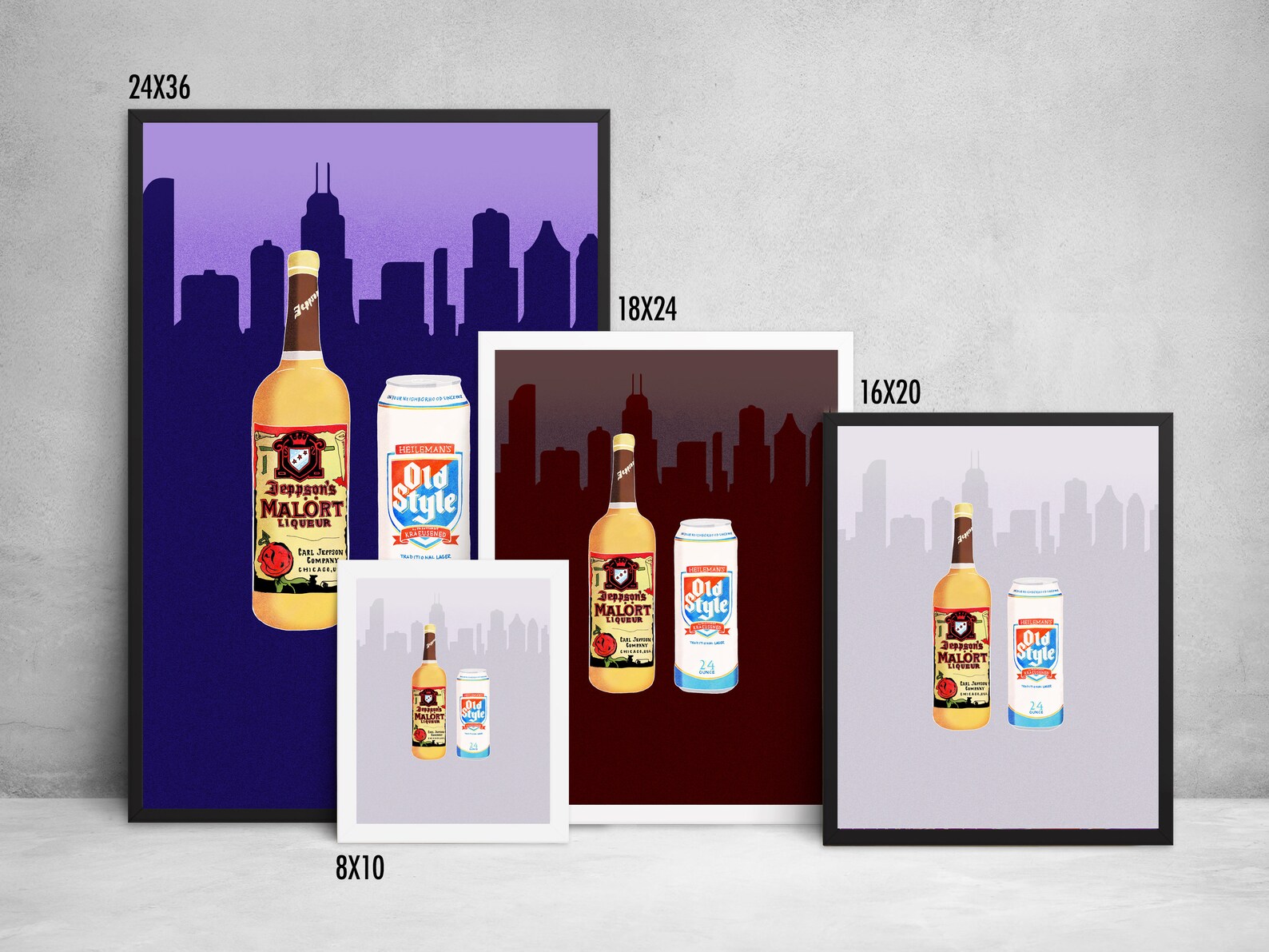 Chicago Handshake Malort and Old Style Chicago Beer Poster | Etsy