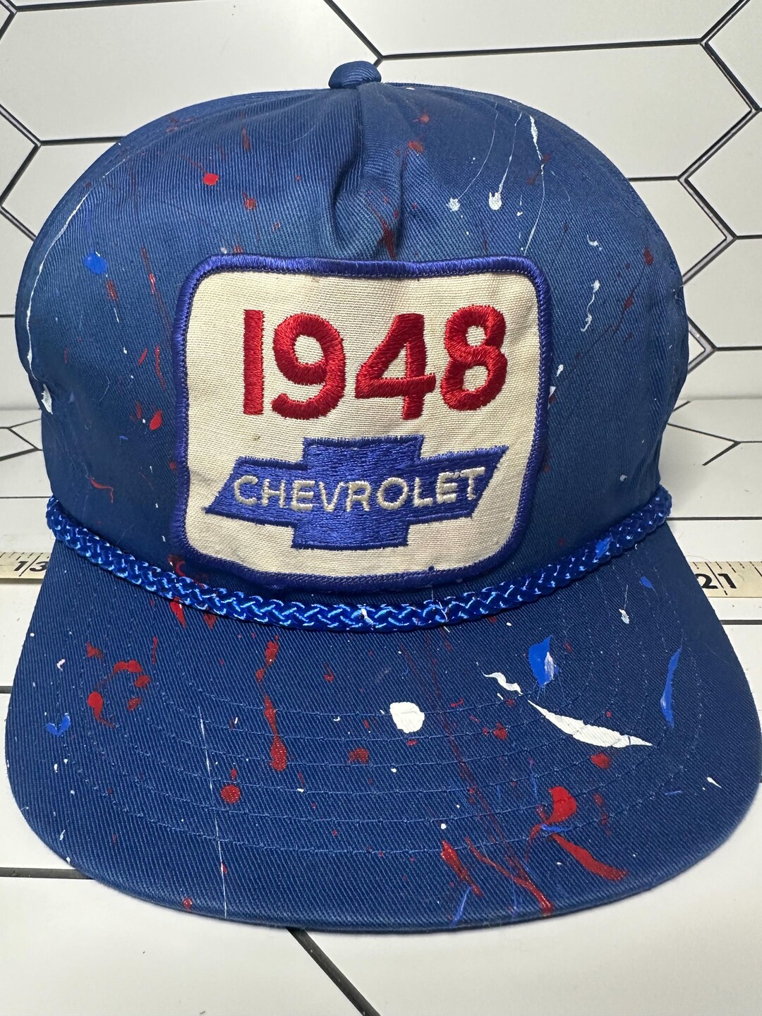 1948 Chevy Patch on Custom Splatter Painted Vintage Hat O - Etsy