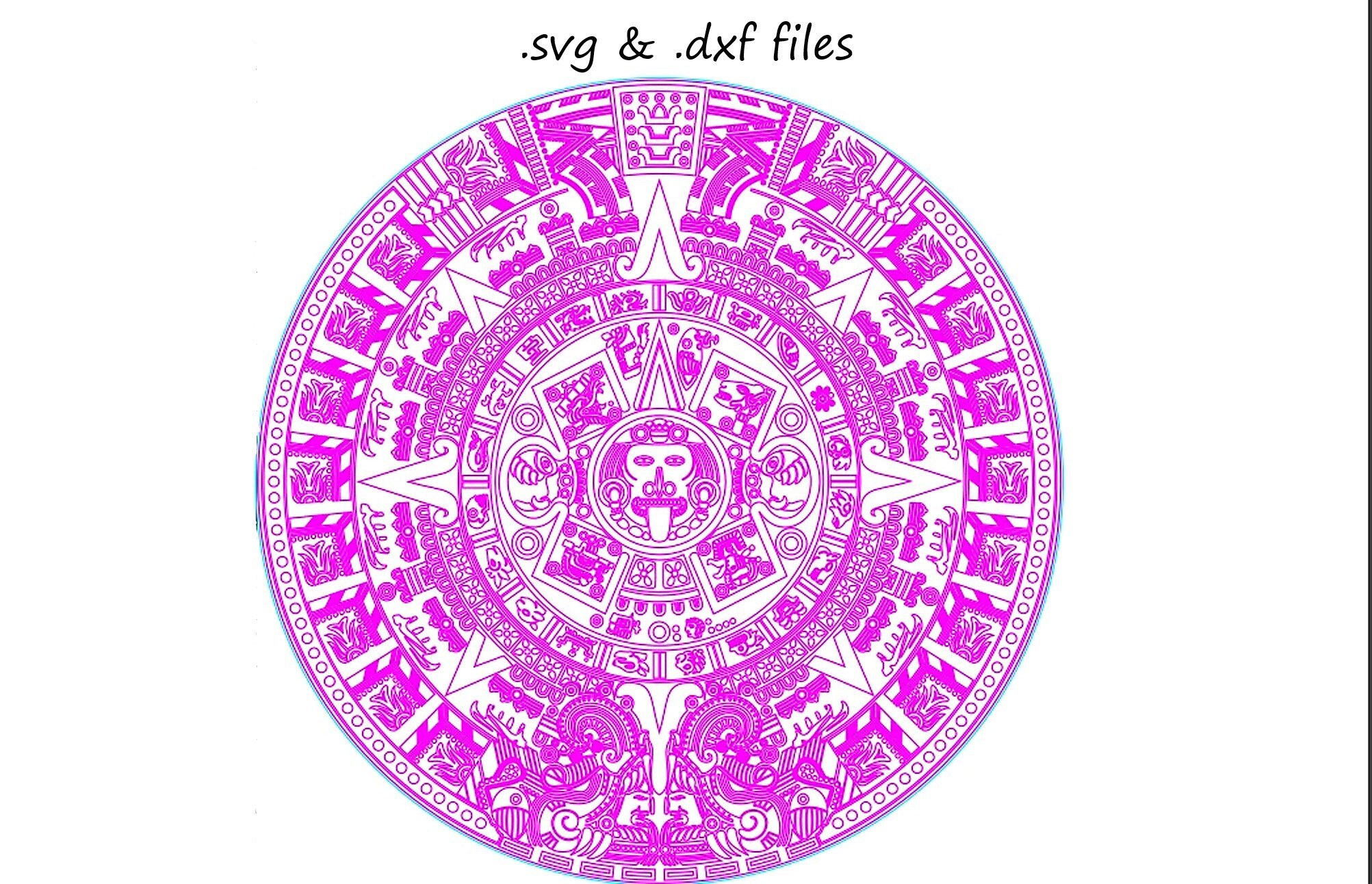 Calendario azteca dxf svg .bmp .gif y archivos de corte - Etsy México