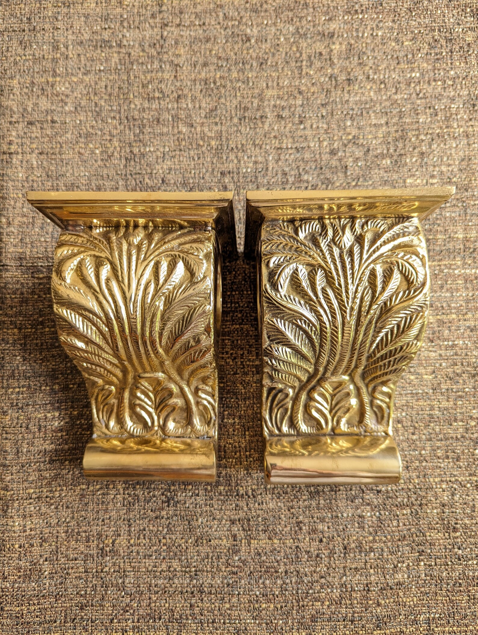 Ornate Brass Vintage Corbel Style Curtain Rod Holder Pair Made in India ...