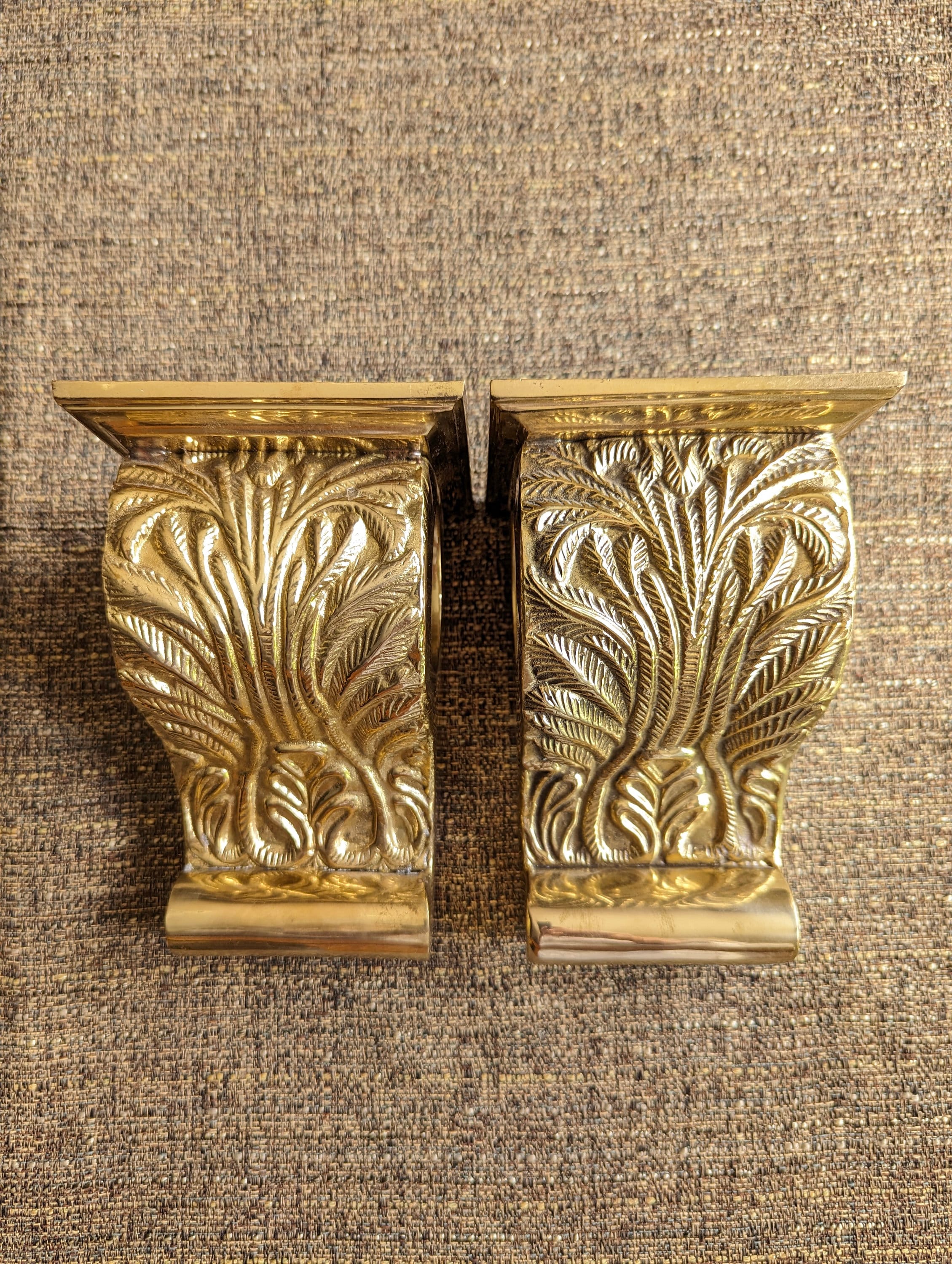 Ornate Brass Vintage Corbel Style Curtain Rod Holder Pair Made in India ...
