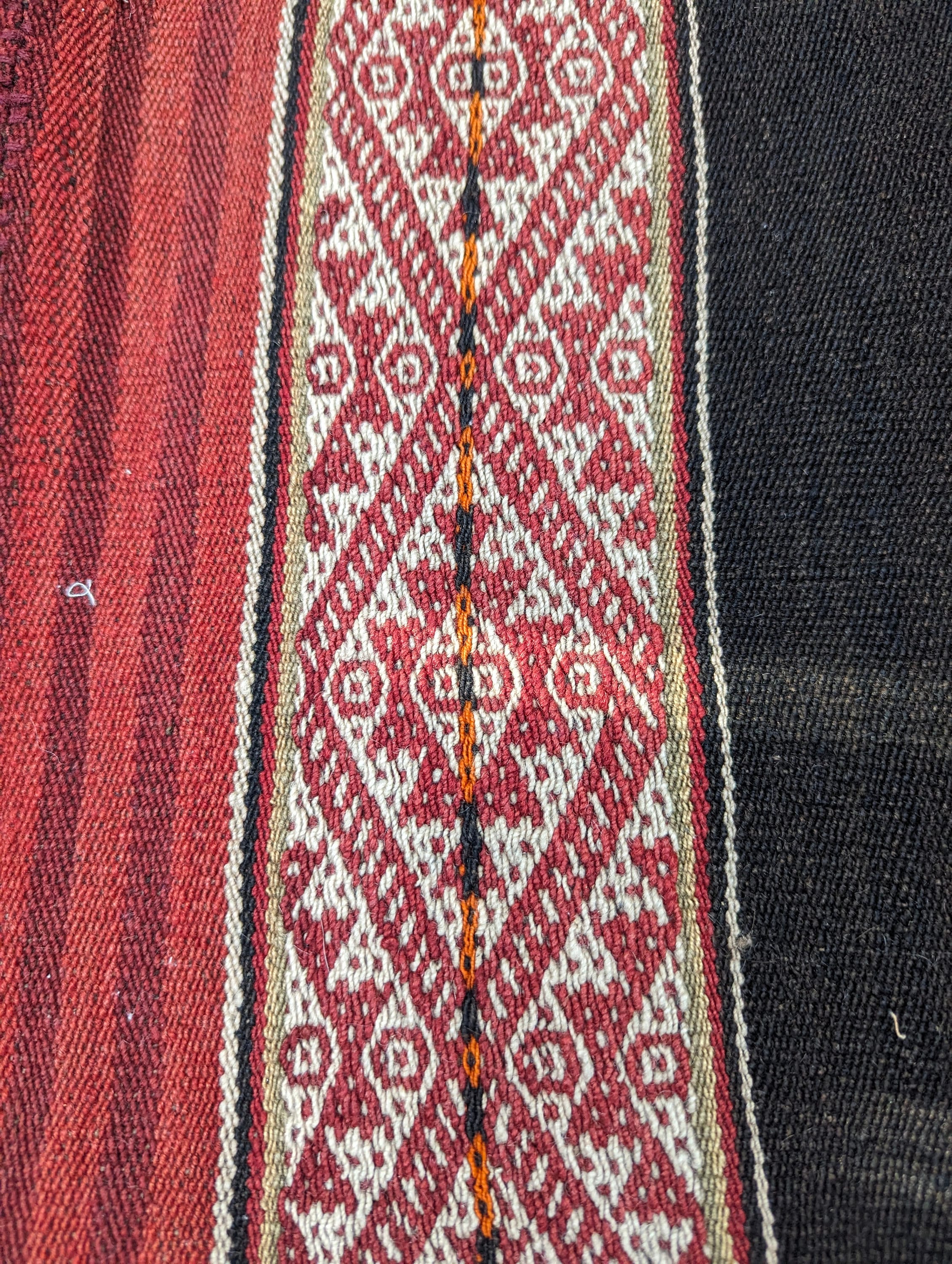 Peruvian Hand Woven Textile Chinchero Peru 38x40" RARE Red Black Estate ...