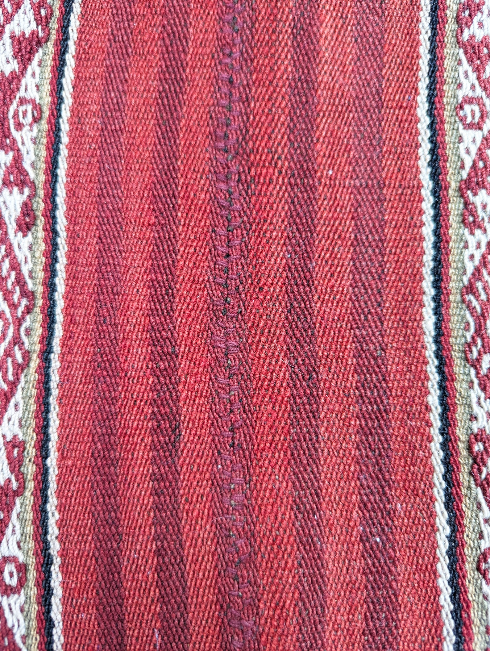 Peruvian Hand Woven Textile Chinchero Peru 38x40" RARE Red Black Estate ...