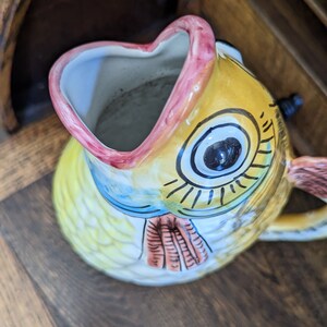 Ceramic Fish Pitcher Beach Cottage Fish Pitcher Fish Vase Whimsical 10 ...