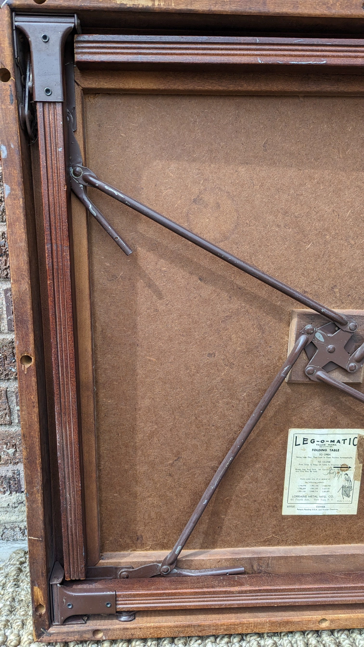 LEG-O-MATIC Wooden Folding Table Wood Red Leather Top 29in Square - Etsy