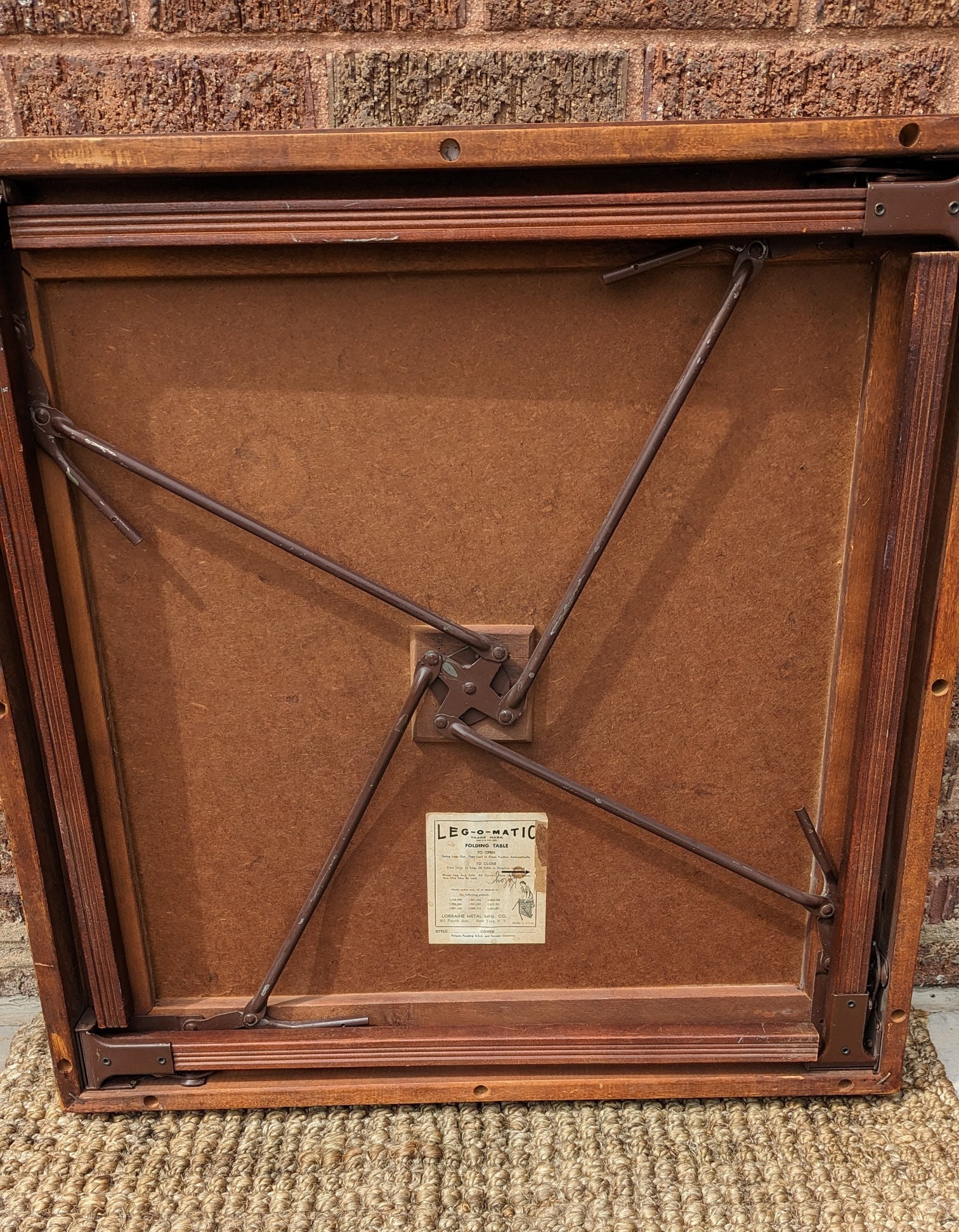 LEG-O-MATIC Wooden Folding Table Wood Red Leather Top 29in Square - Etsy