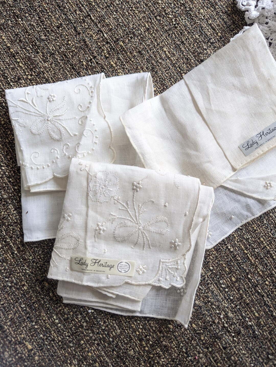 Lady Heritage Irish Linen Madeira Hankies Bridal Handkerchief Vintage ...