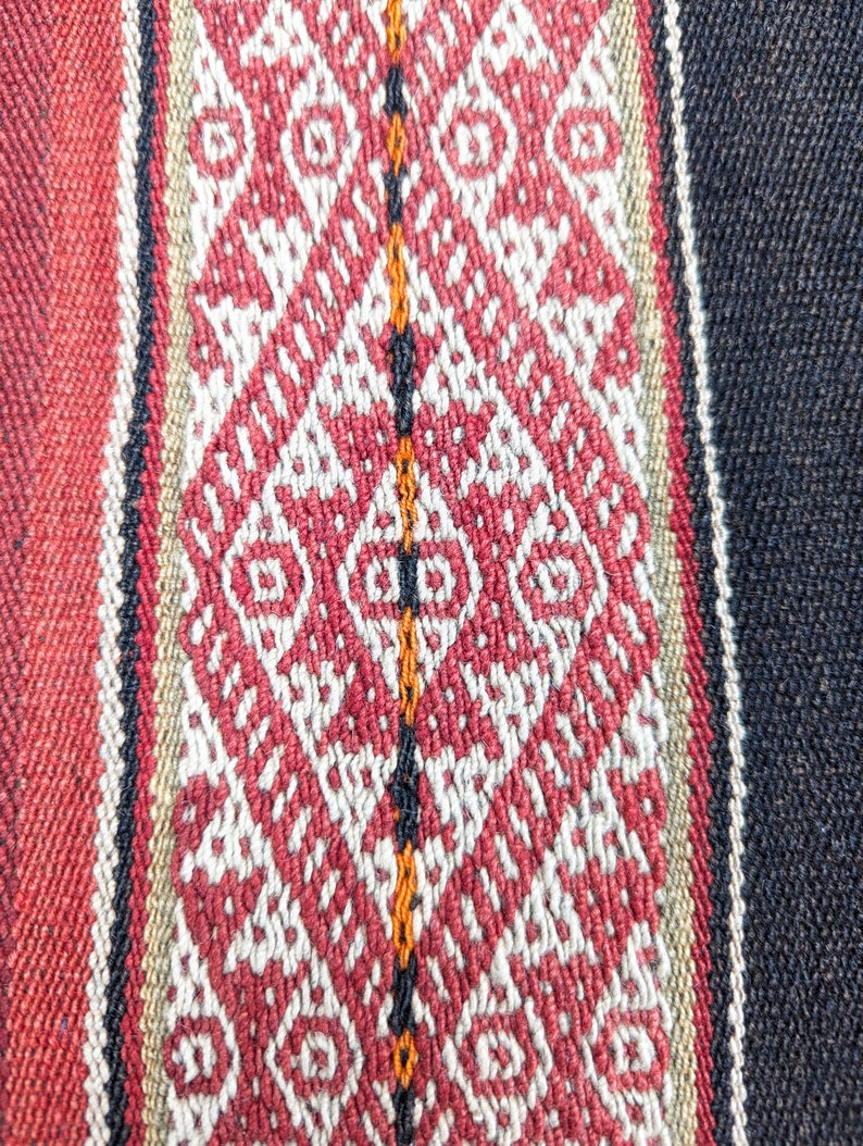 Peruvian Hand Woven Textile Chinchero Peru 38x40" RARE Red Black Estate ...