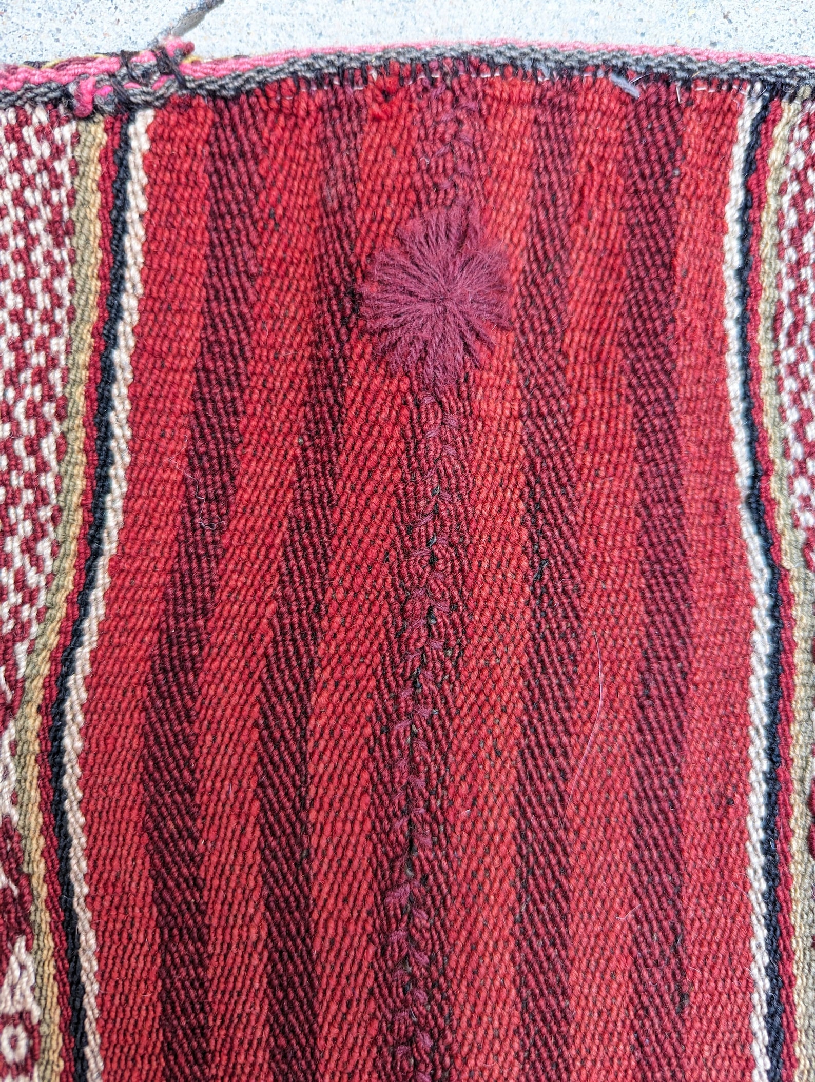 Peruvian Hand Woven Textile Chinchero Peru 38x40" RARE Red Black Estate ...