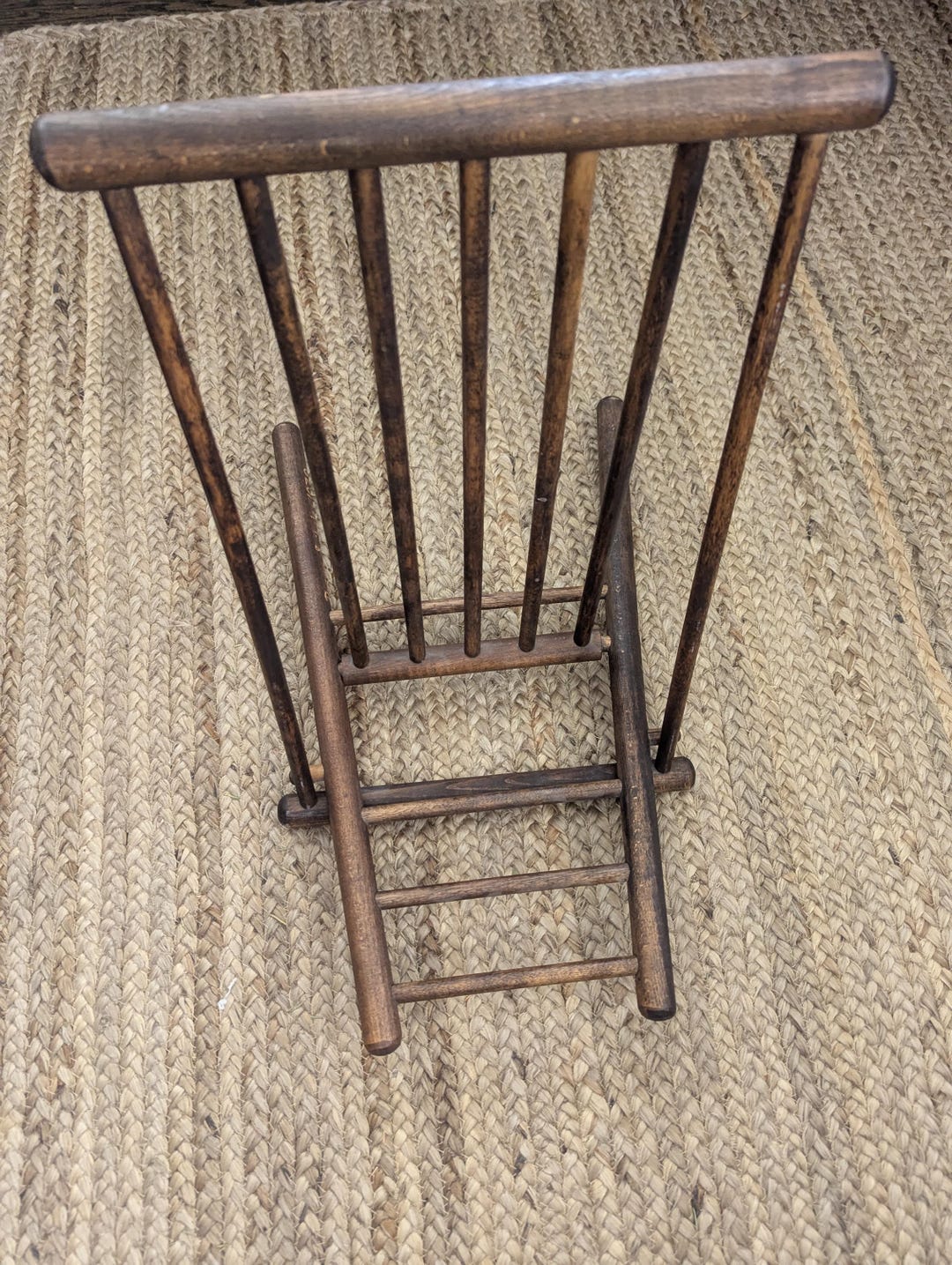 Wooden Vintage Spindle Folding Gout Stool Leg Rest Mid Century Medical ...