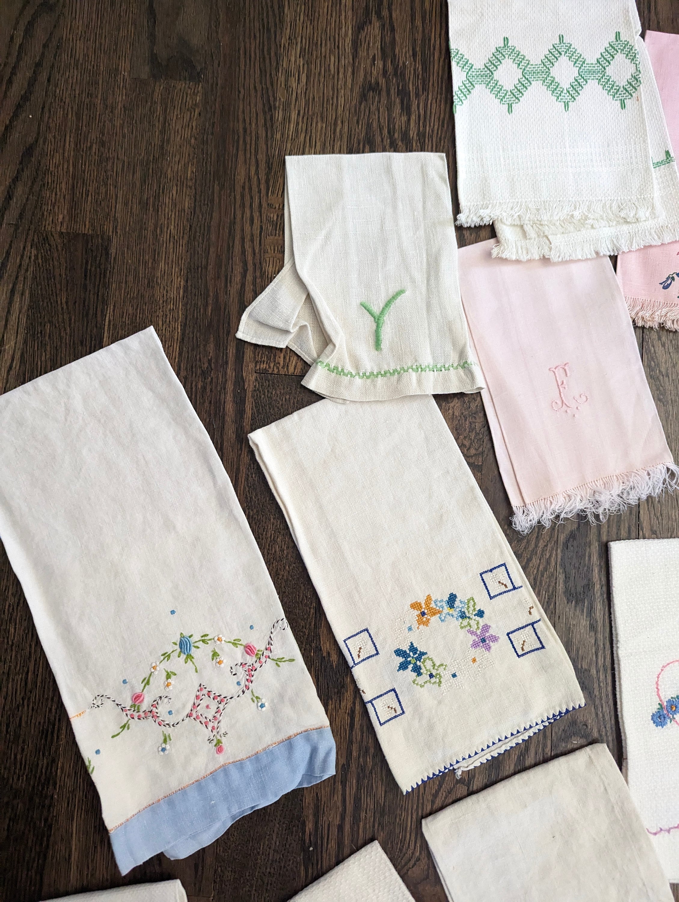 Linens Lot 13 Vintage Hand Towels Huck Embroidery Variety Linen Cotton ...