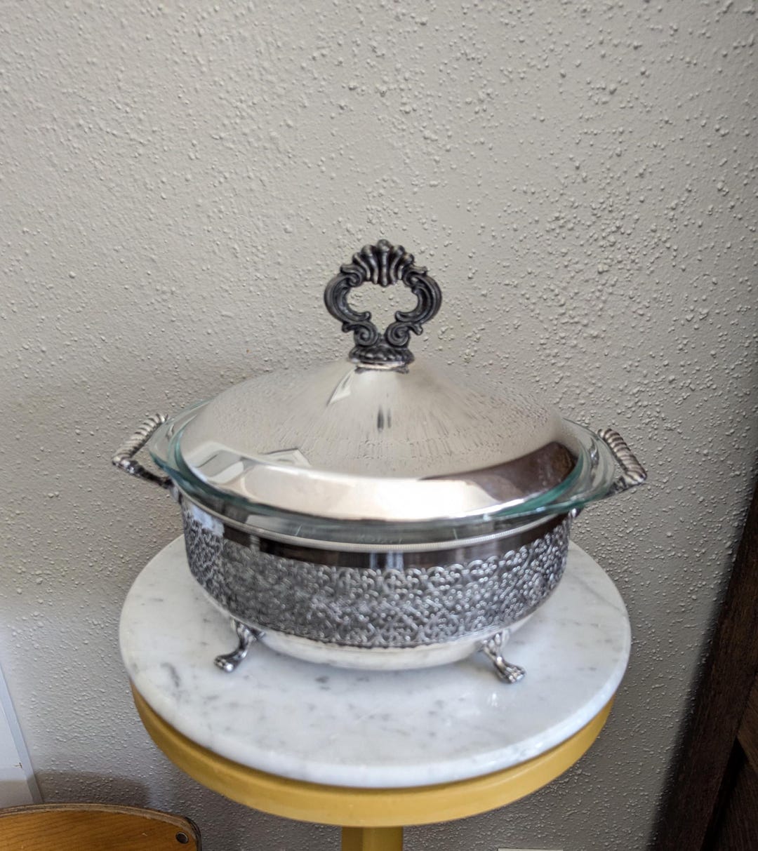 Vintage Buffet Server Silverplate Pyrex Lidded Serving Dish 9 Inch - Etsy