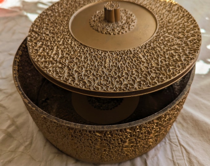 Mid Century Vintage Gold Round Storage Box by Creative Container ...