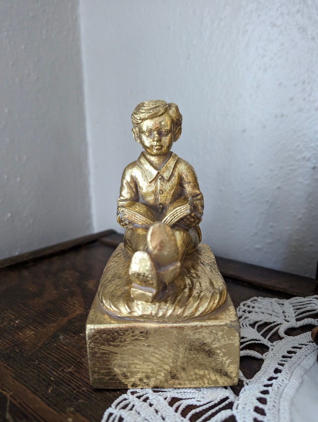 Gatco Bookend Child Reading Boy Study 6.5 Tall Made in Korea - Etsy