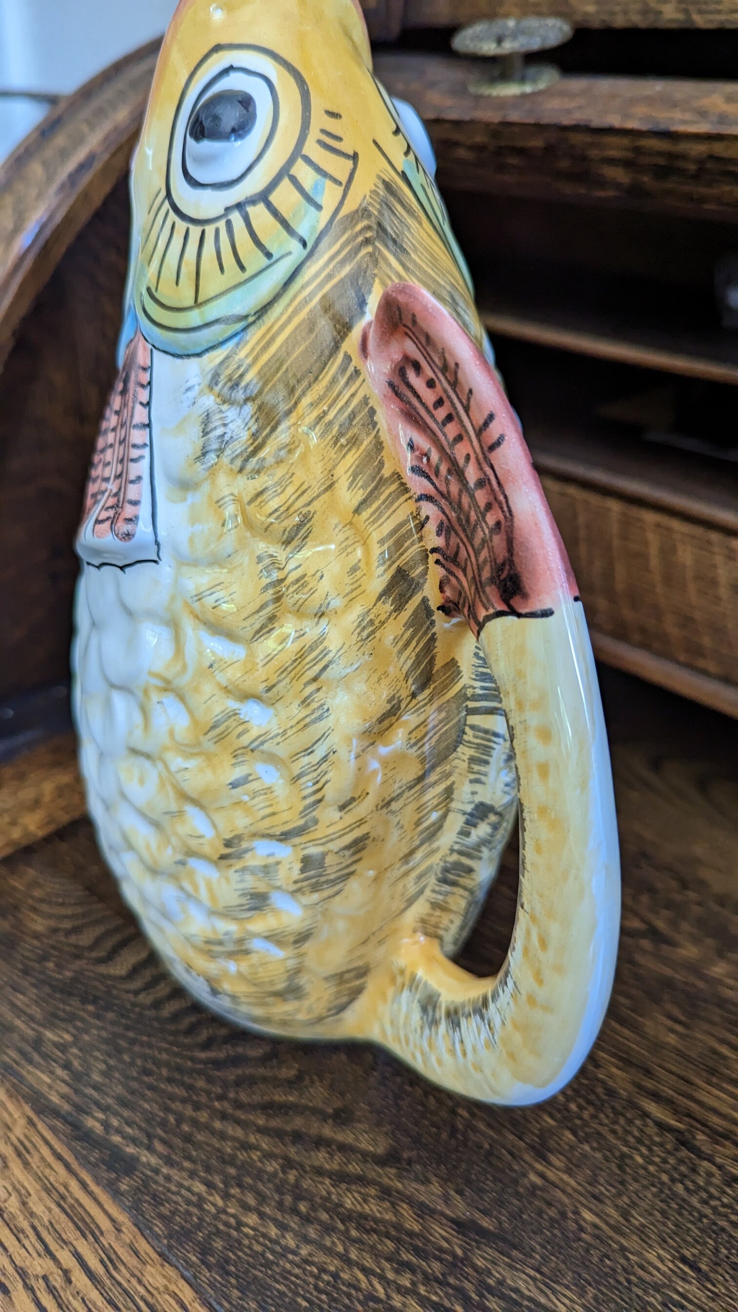 Ceramic Fish Pitcher Beach Cottage Fish Pitcher Fish Vase Whimsical 10 ...