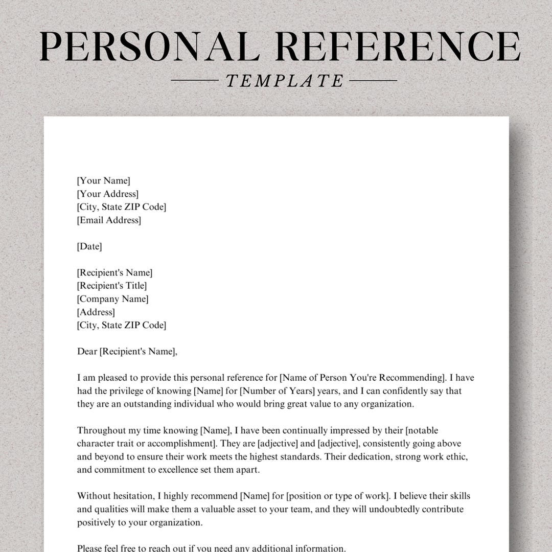 Personal Reference Letter Template Google Docs Word Canva ...